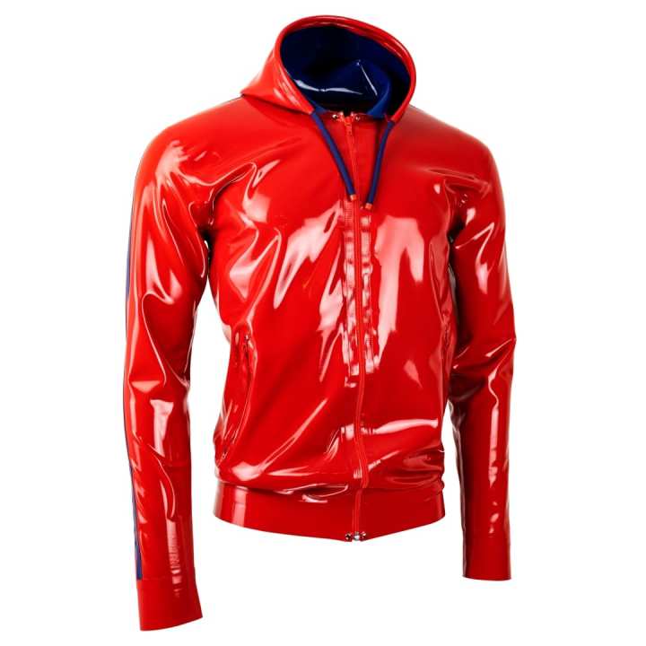 RubberTech-Clothing - Tracksuit Jacket Stripes Laser Cut Latex